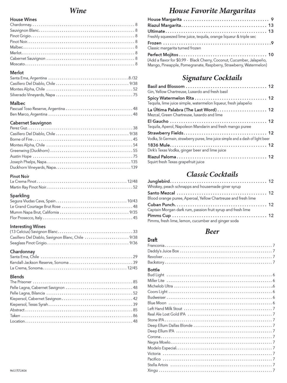 Menu - Villa Montez